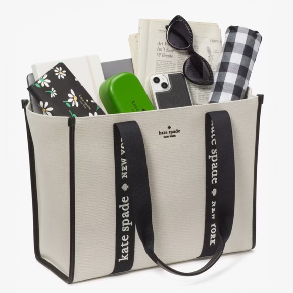 kate spade | Bags | Kate Spade Kip Canvas Large Tote Bag Natural Multi ...